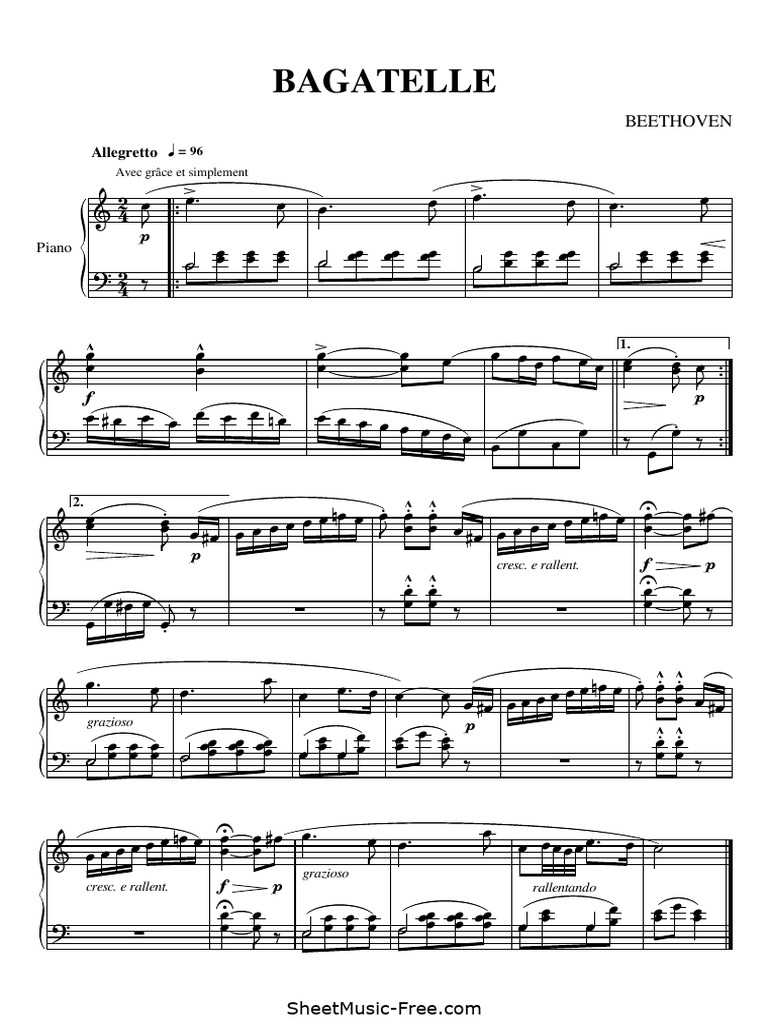 Bagatelle Sheet Music Beethoven | PDF | Musical Compositions ...