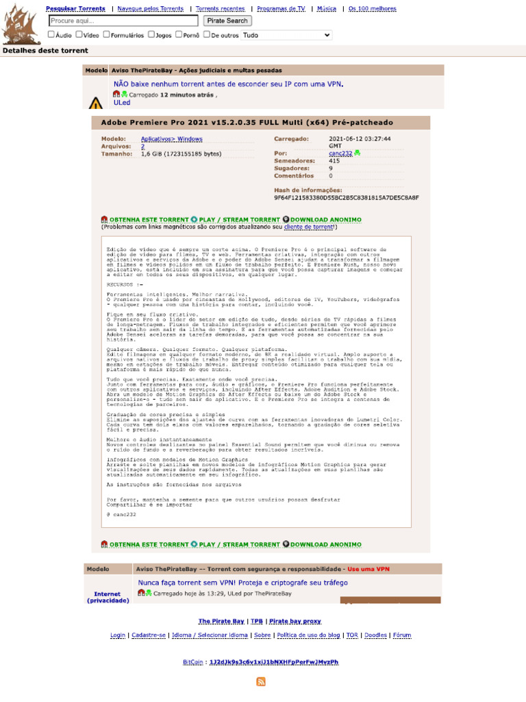 Adobe Premiere Pro 2021 v15.2.0.35 FULL... Pré-Patcheado (Download Torrent) - TPB | PDF