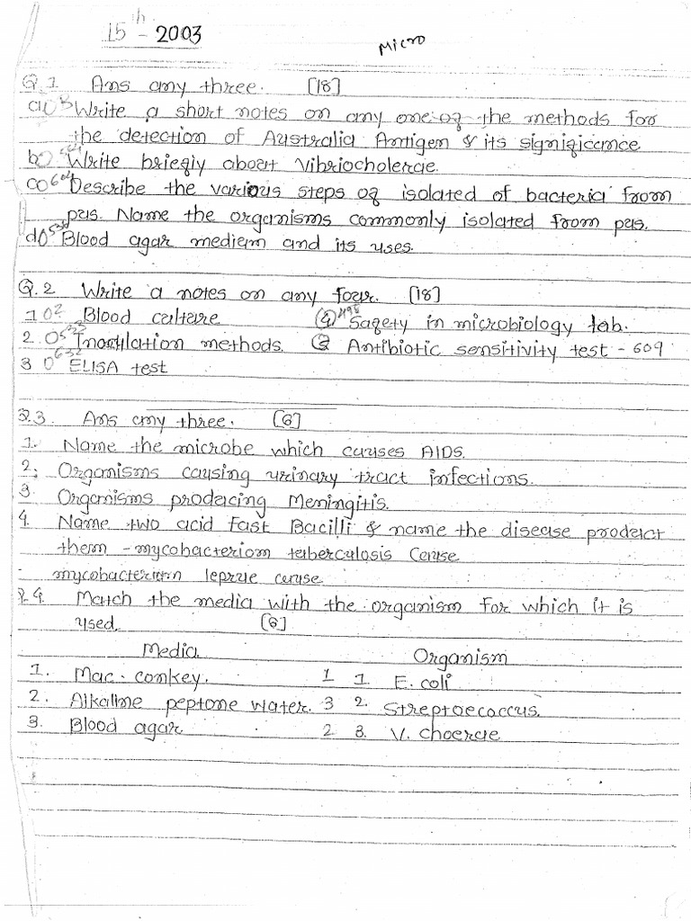 DMLT Microbiology Paper | PDF