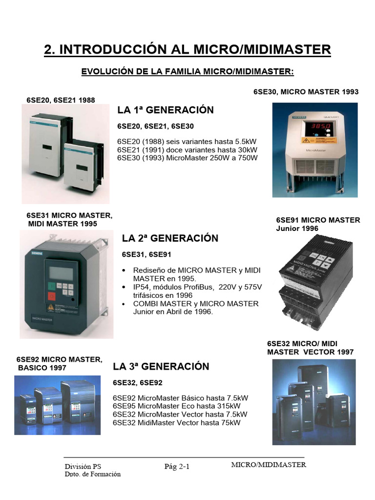 Evolución y Características de MicroMaster | PDF | Ingenieria Eléctrica ...