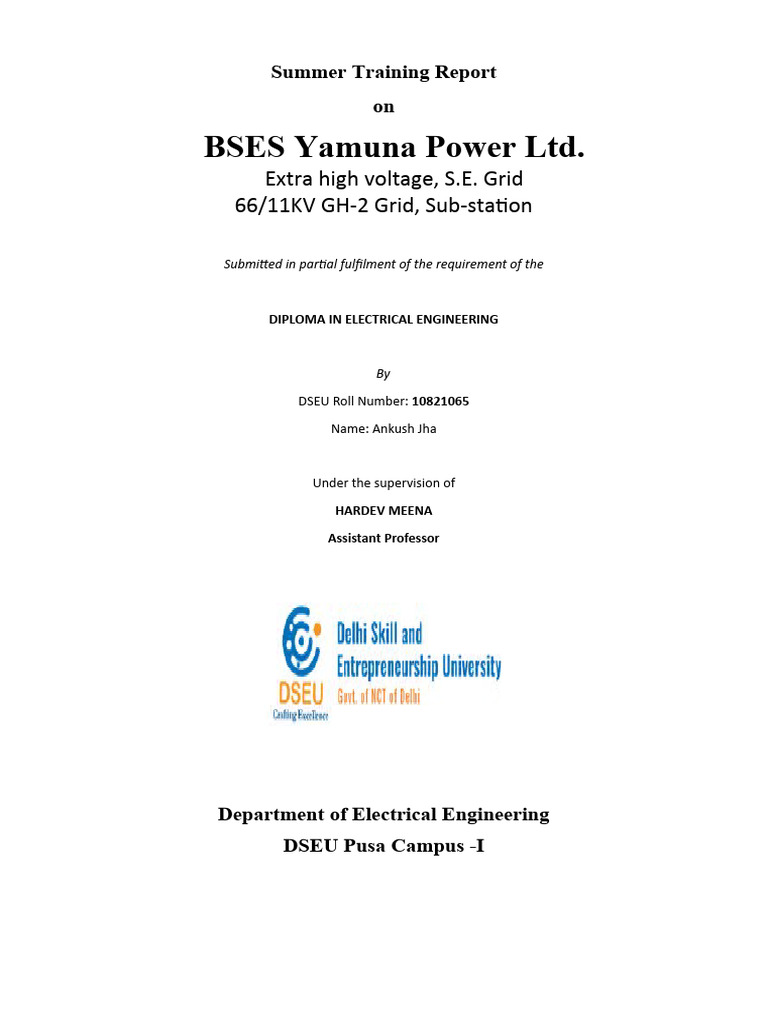 Ankush ST Report | PDF | Transformer | Electrical Substation