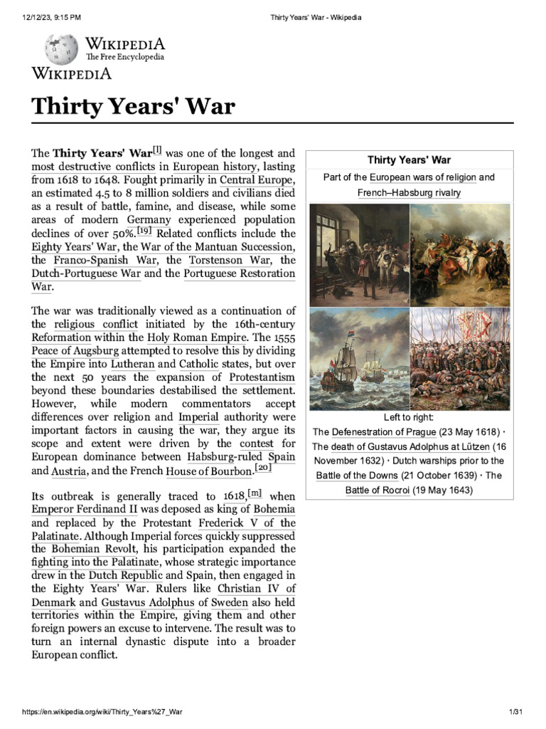 Thirty Years War | PDF | Chess