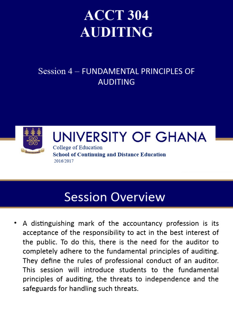 ACCT 304 Auditing: Session 4 - Fundamental Principles of Auditing | PDF ...