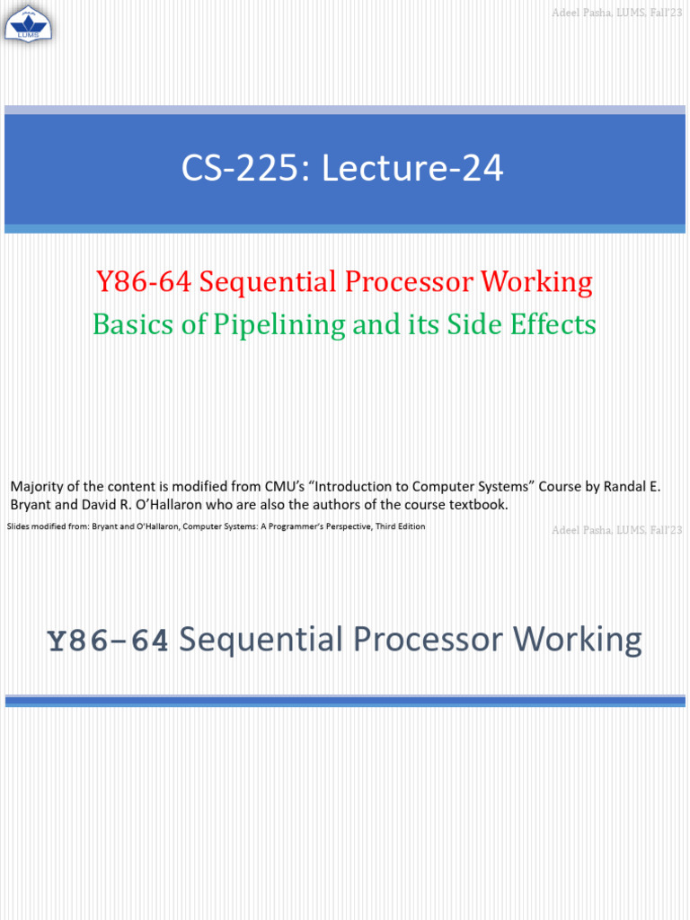 CS225-Lect24-Basics-of-Pipelining | PDF | Central Processing Unit | Digital Electronics