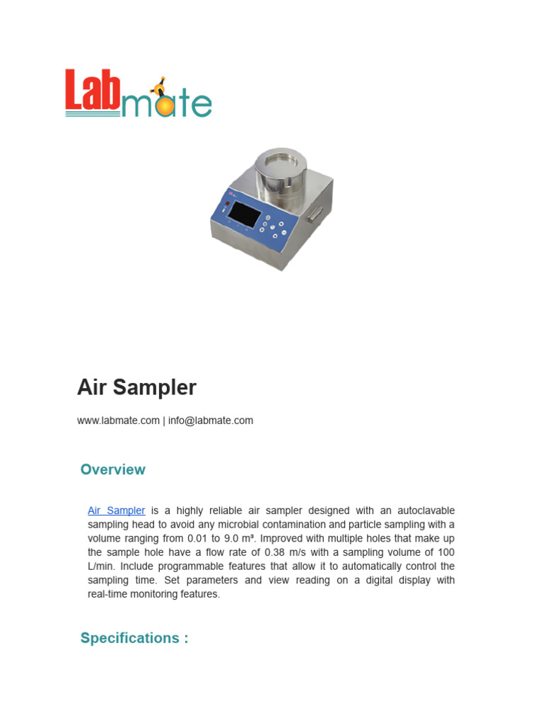 Air Sampler | PDF | Usability | Power Supply