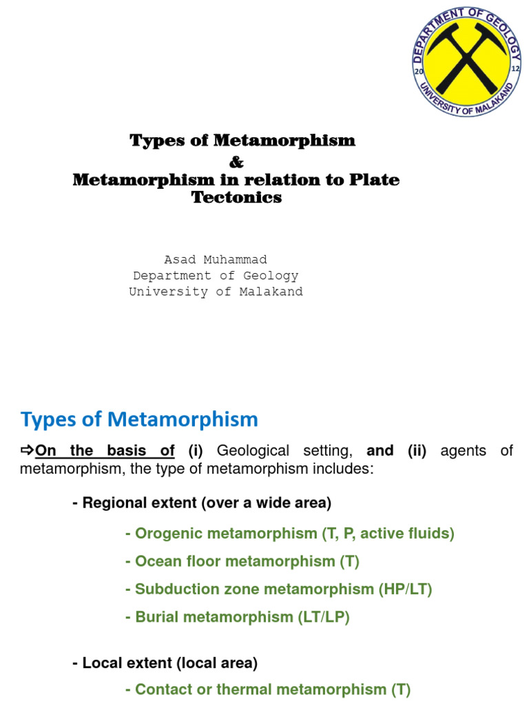Types of Metamorphism & Metamorphism in Relation To Plate Tectonics-1 ...