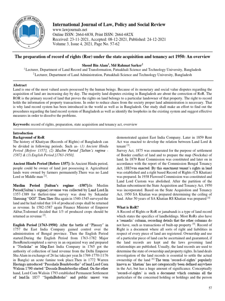 Overview of Record of Rights (RoR) | PDF | Lawsuit | Appellate Court