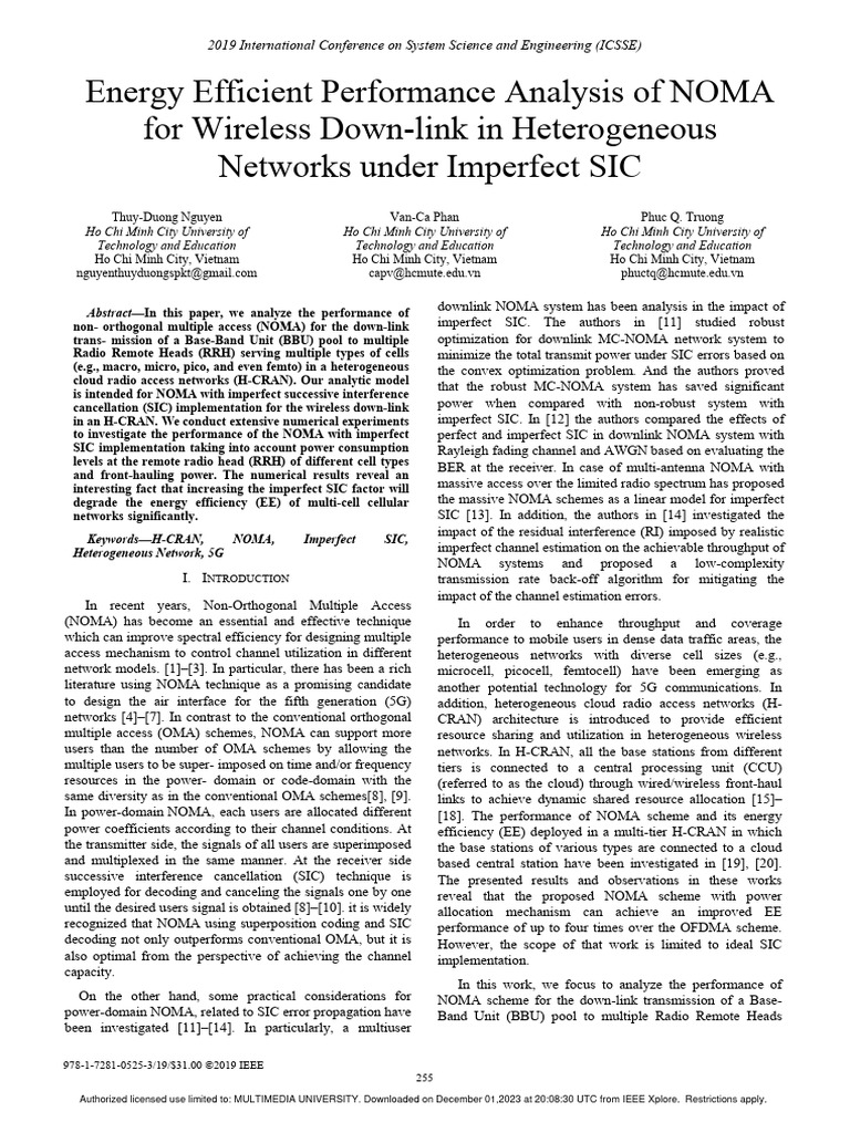 Energy Efficient Performance Analysis Of Noma For Wireless Down Link In Heterogeneous Networks