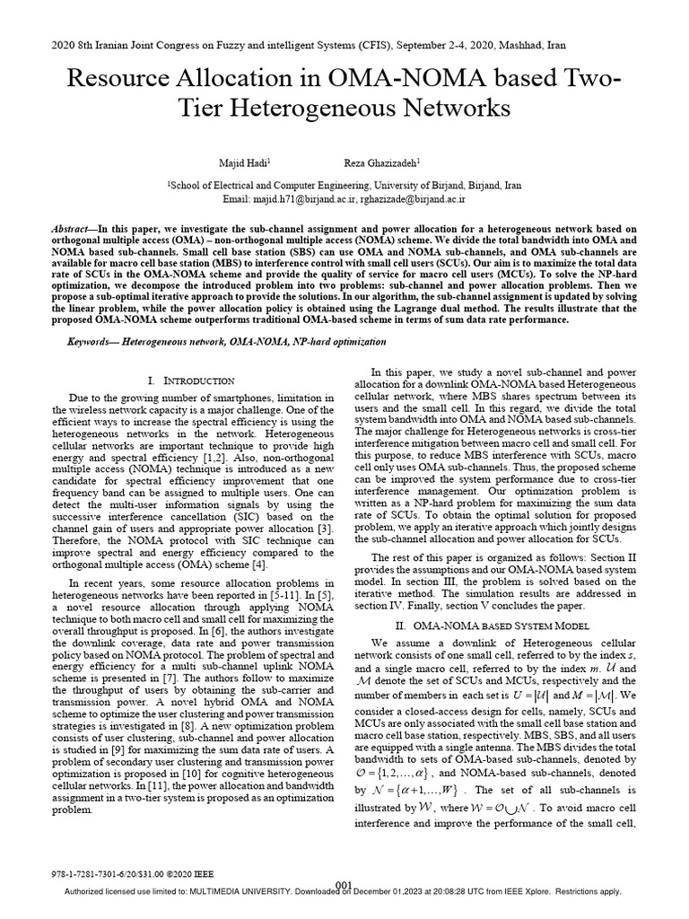 5 2 Resource Allocation In Oma Noma Based Two Tier Heterogeneous Networks