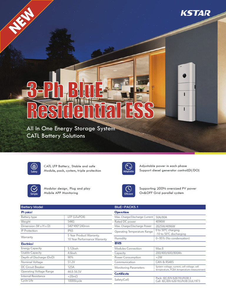 3-Ph Blue Residential Ess: All in One Energy Storage System Catl ...