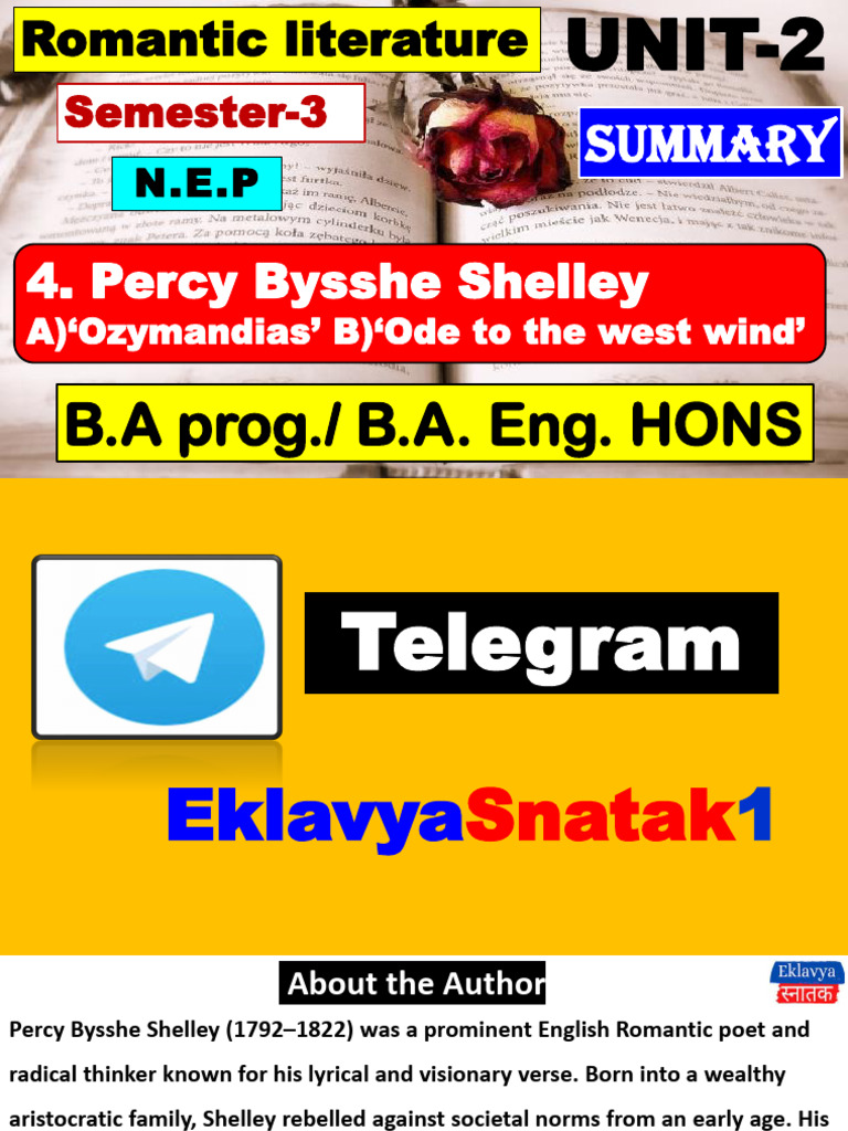 Percy Bysshe Shelley 4. romantic litraure unit-2 | PDF | Percy Bysshe ...