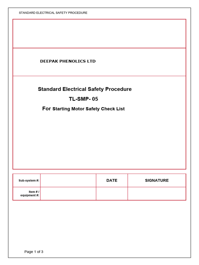 SMP of A Motor | PDF | Electrical Engineering | Occupational Safety And ...