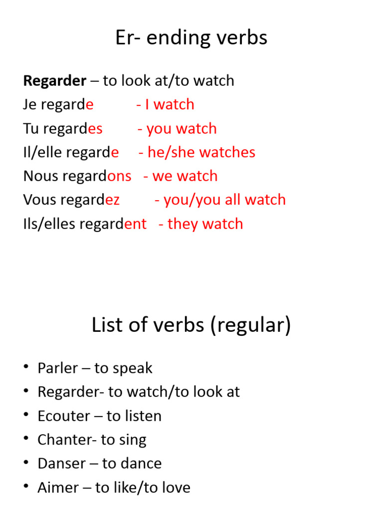 Er Ending Verbs + Exceptions | PDF