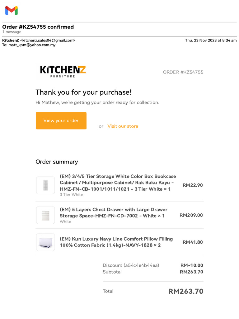 Gmail - Order #KZ54755 confirmed | PDF