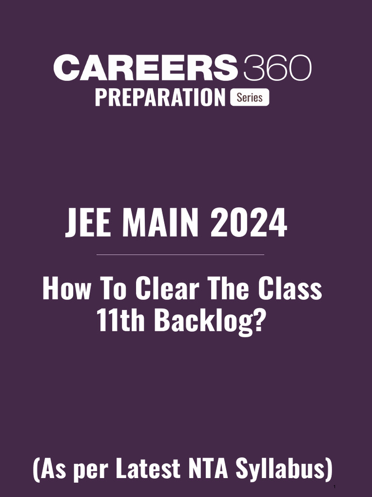 JEE Main 2024 How To Clear The Class 11th Backlog - 2 | Download Free ...