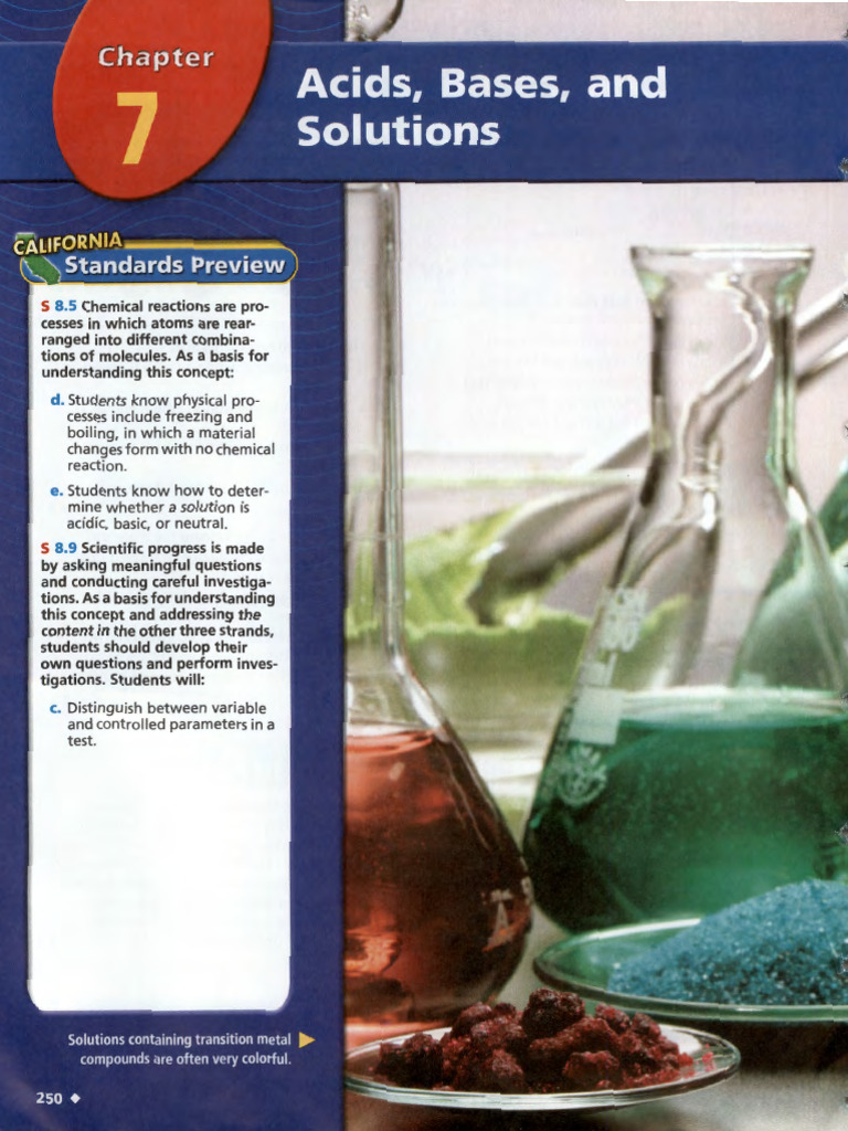 MS SCI PS Unit 2 Chapter 7 Acids Bases and Solutions | PDF | Solubility | Water