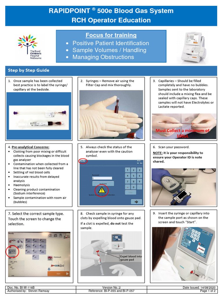 BI-W-116B RAPIDPOINT 500 Blood Gas Education - RCH | PDF | Medical ...