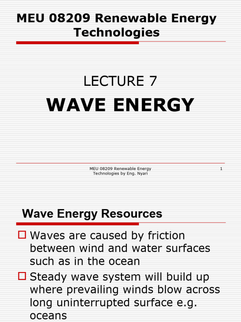 Lecture 7 Wave Enegy | PDF | Nature | Physical Quantities