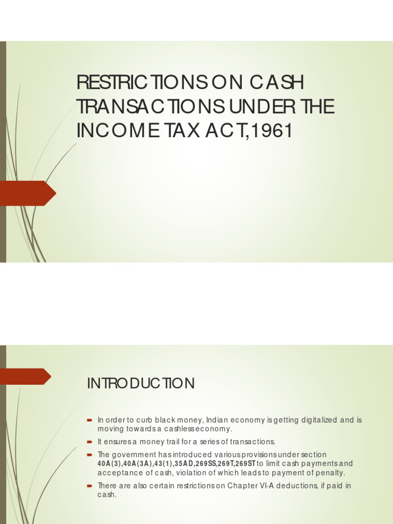 Restrictions On Cash Transactions | PDF | Expense | Payments
