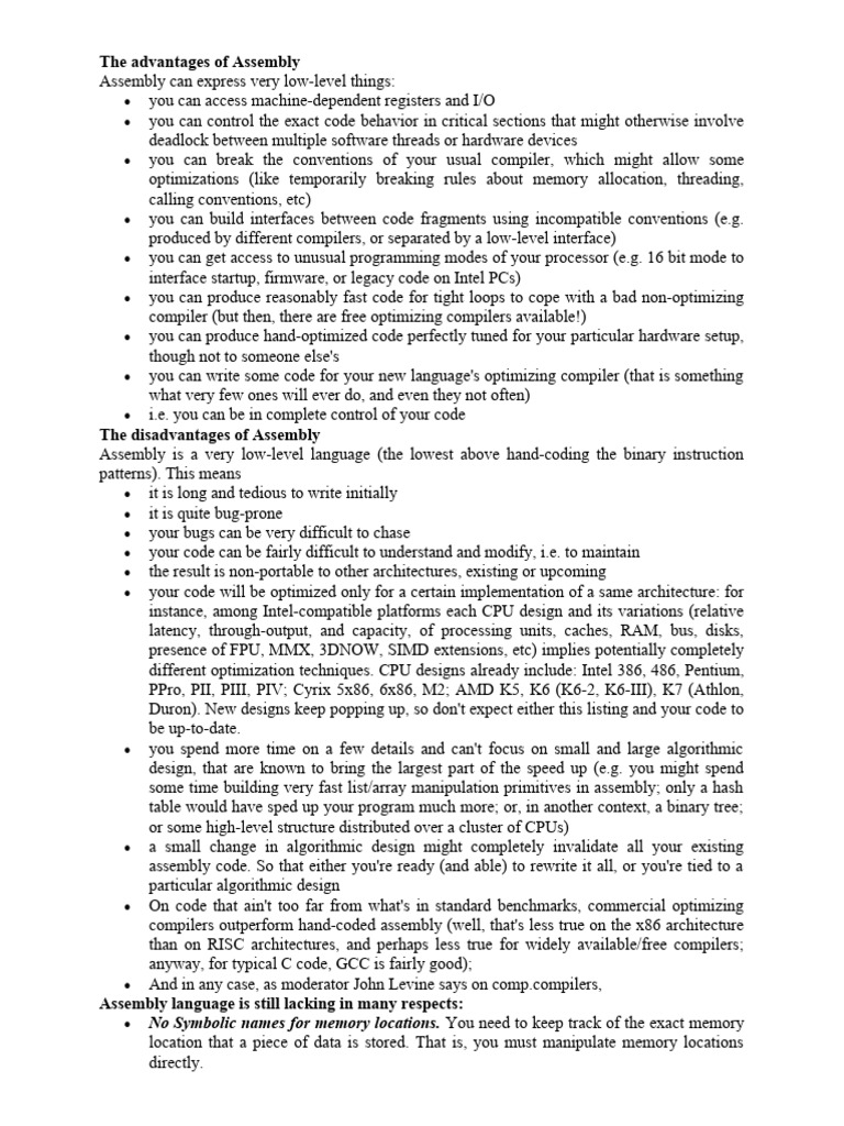 Assembly | PDF | Assembly Language | Central Processing Unit