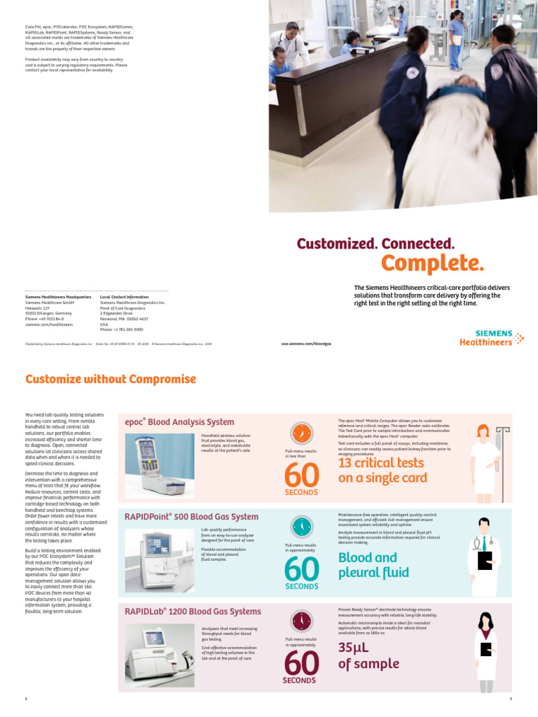 Siemens RapidPoint 500 Blood Gas Analysis SystemBrochure | PDF ...