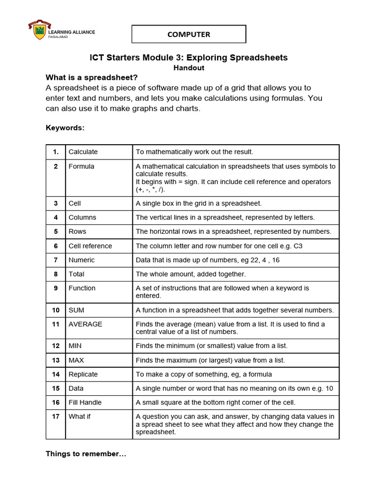 Module 3 Exploring Spreadsheets | PDF | Spreadsheet | Computer Programming