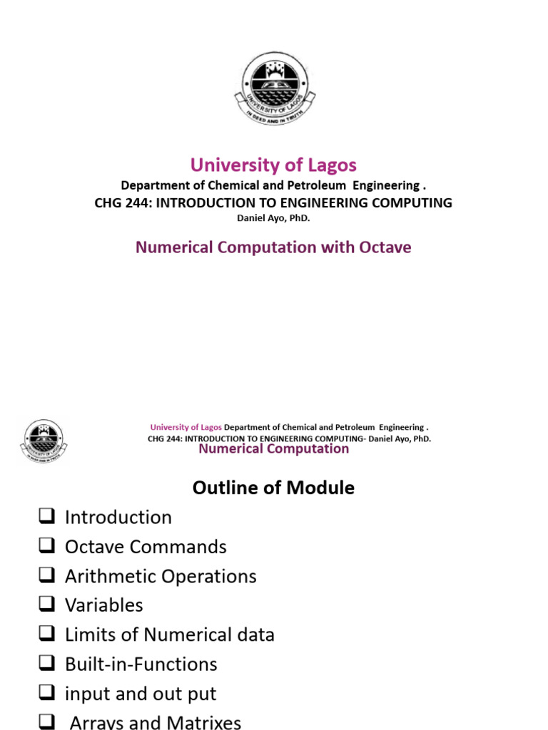 Numerical Computation Octave Pdf Matrix Mathematics Computer File 9383