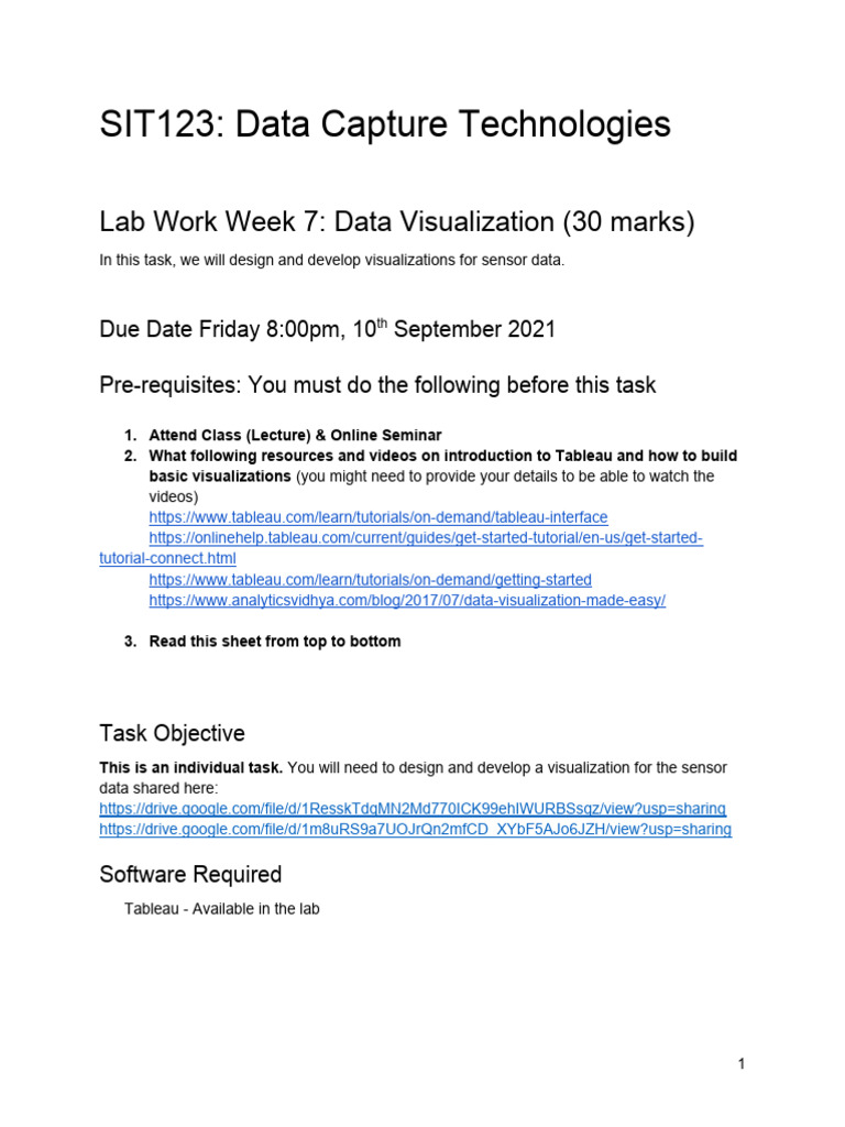 Lab Work Week 7 - Data Visualisation - Specification | PDF | Computing | Cybernetics