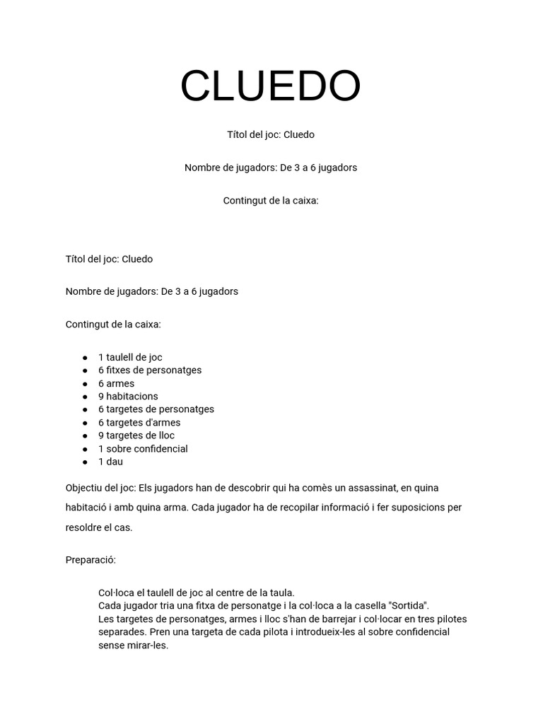 Cluedo | PDF