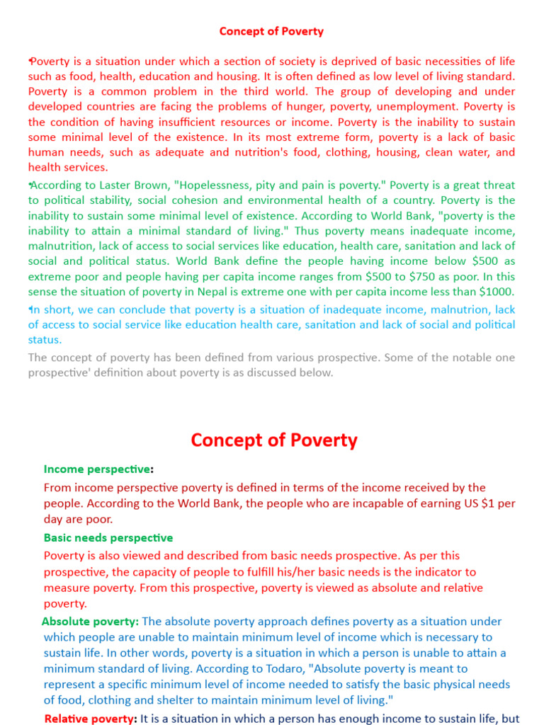 Concept of Poverty | PDF | Human Development Index | Poverty