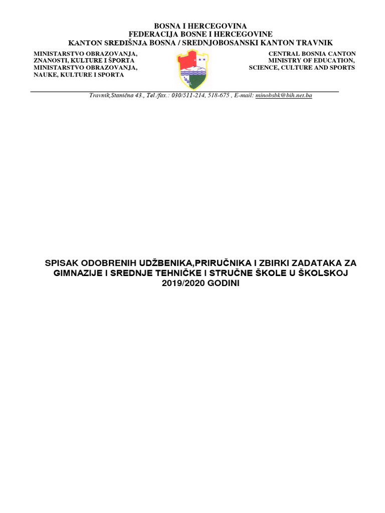 Spisak Odobrenih Udžbenika Za SŠ BNPP 2019 2020 | PDF