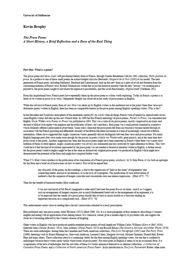 Exploring the Prose Poem | PDF | Poetry