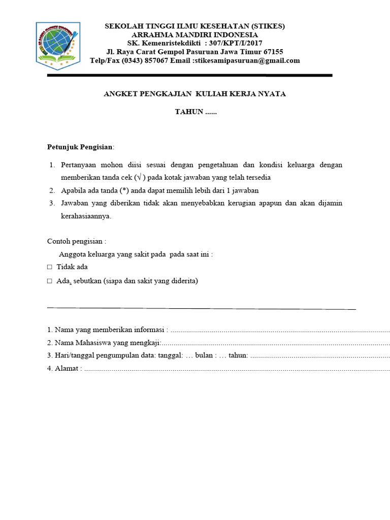 Format Angket KKN | PDF | Gaya Hidup