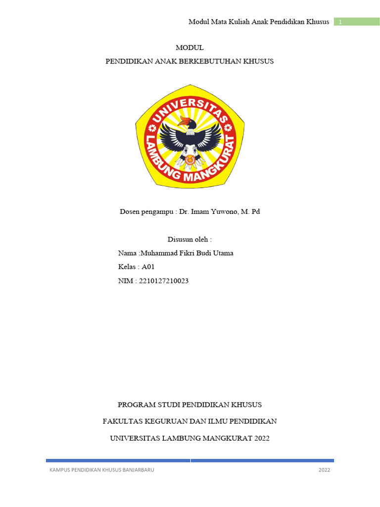 Modul Pendidikan Anak Berkebutuhan Khusus | PDF | Ilmu Sosial