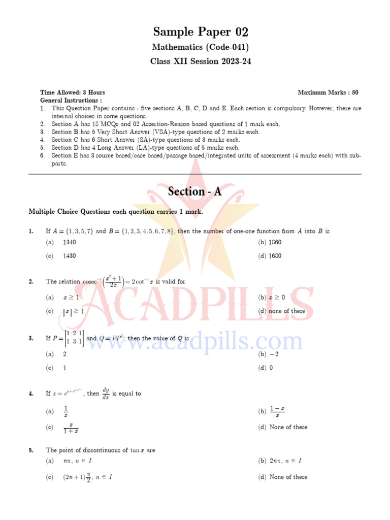 Rightpdf - Maths Exclusive Sample Paper - Watermark | PDF | Publishing ...
