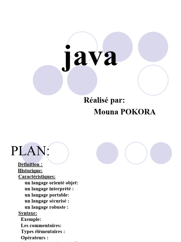 Presentation Generale De Java Pdf Java Langage De Programmation