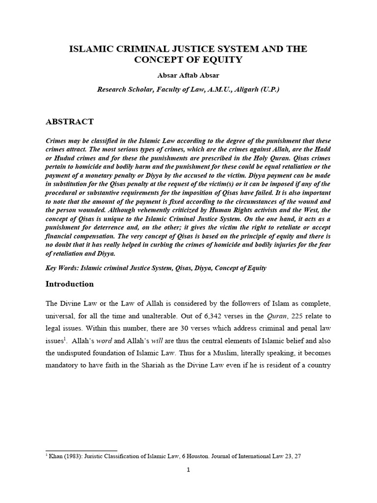 Islamic Criminal Justice & Equity | PDF | Sharia | Justice