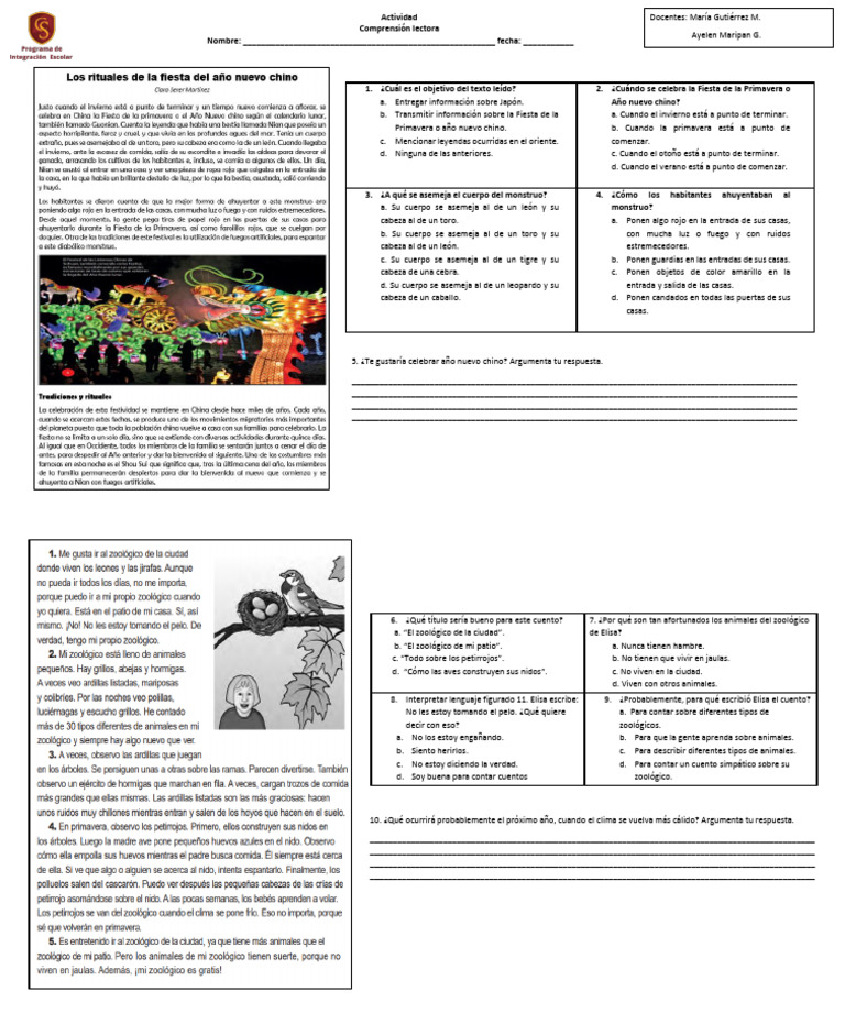 Comprensión Lectora: Fiesta de Primavera | PDF
