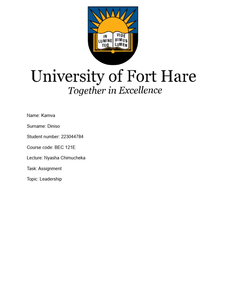 Tutorial 1 BEC 121 Document | PDF | Leadership | Control (Social And ...