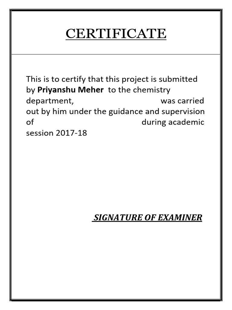 Chemistry Investigatory Project Class 12 Priyanshu Meher | PDF ...