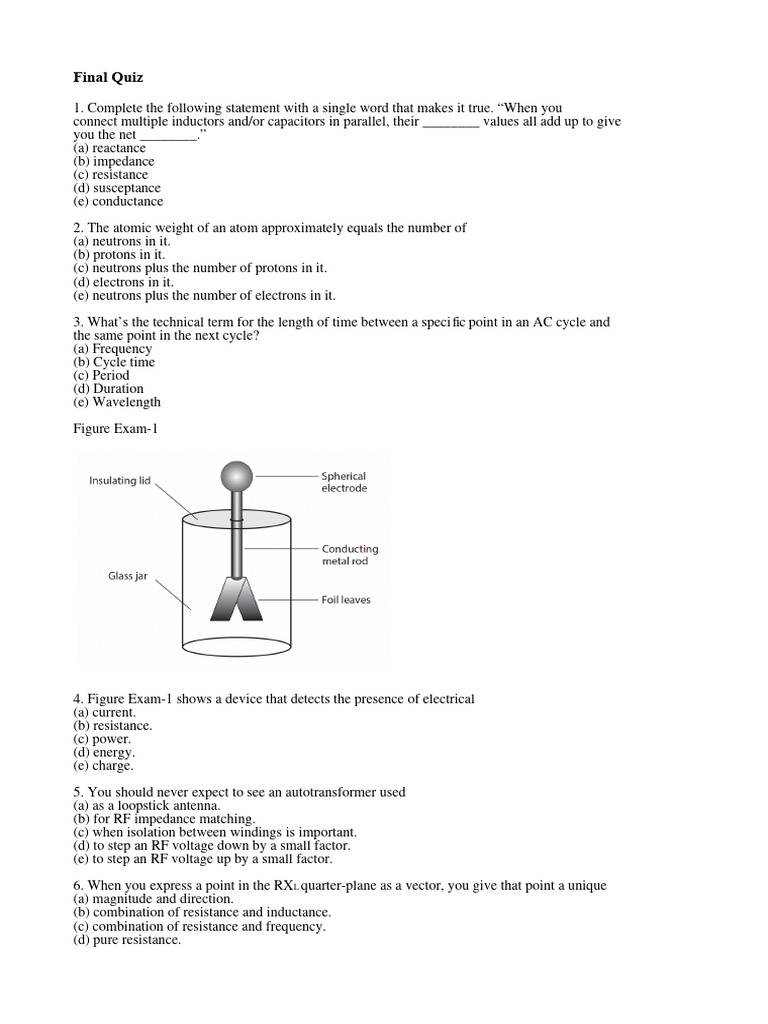 Quiz Final | PDF | Electrical Impedance | Capacitor