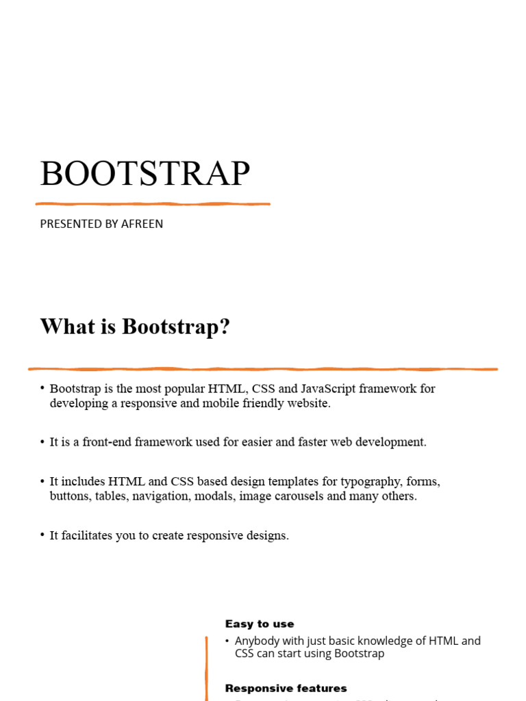 Bootstrap: Presented by Afreen | PDF