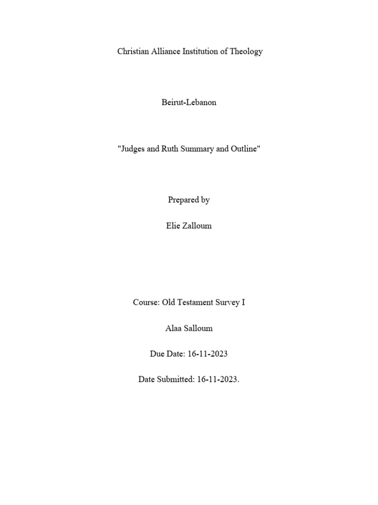 7 Judges and Ruth Summary and Outline | Download Free PDF | Ruth ...