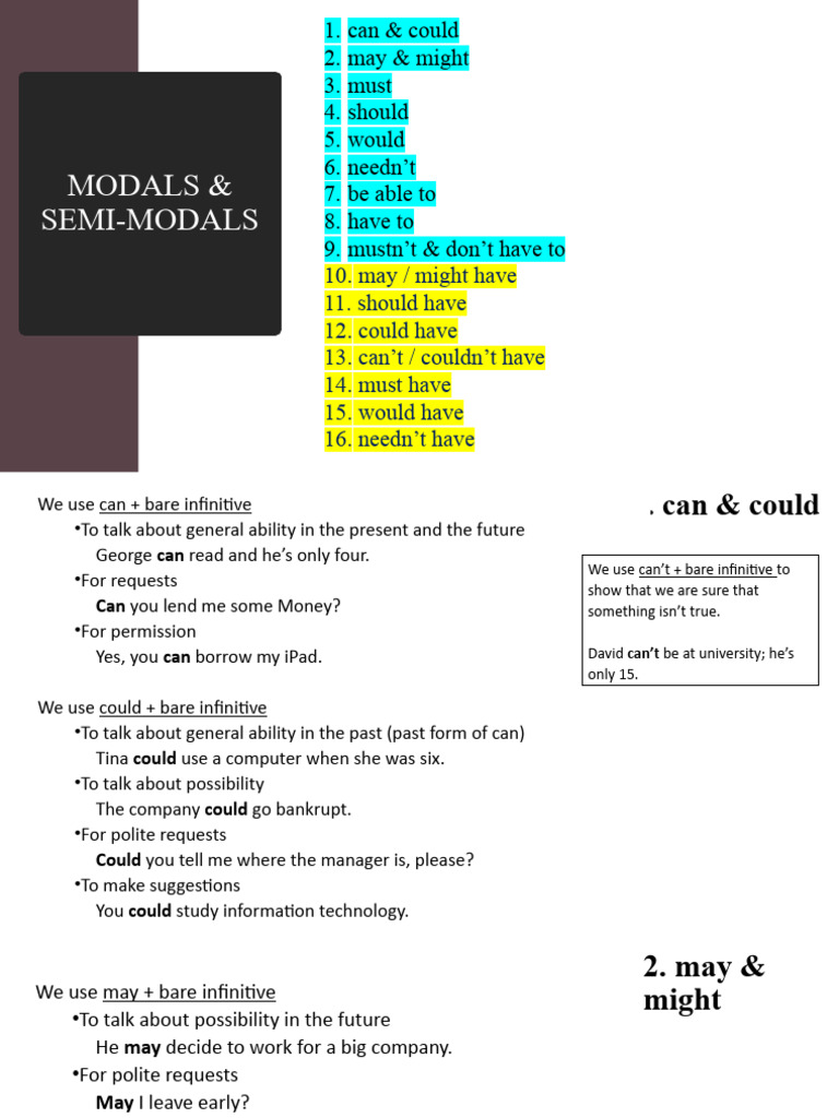 Modals & Semi-Modals | PDF | Linguistics