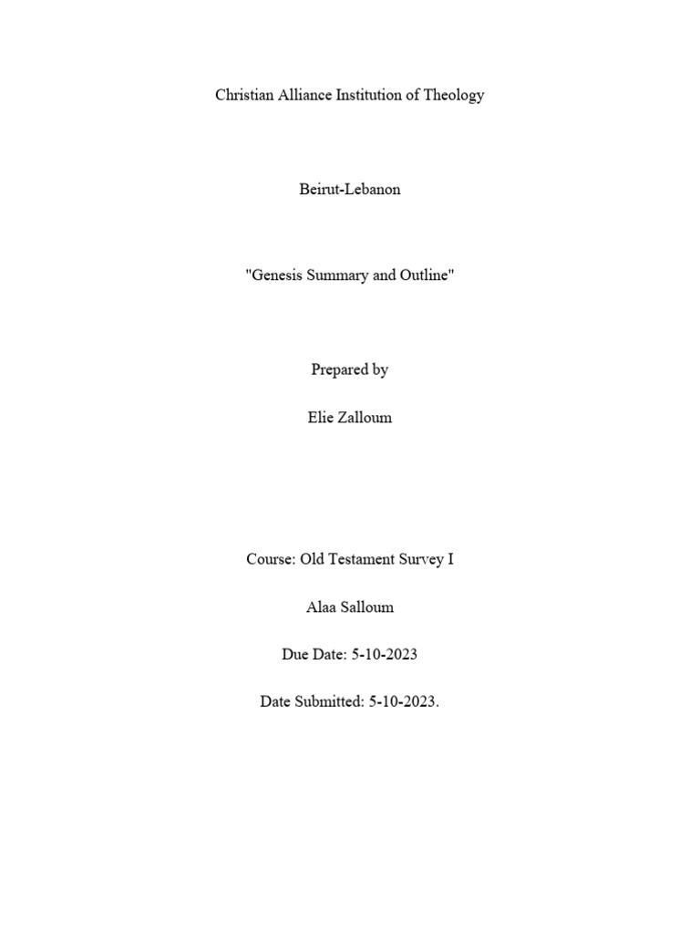 1 Genesis Summary and Outline | PDF | Isaac | Abraham