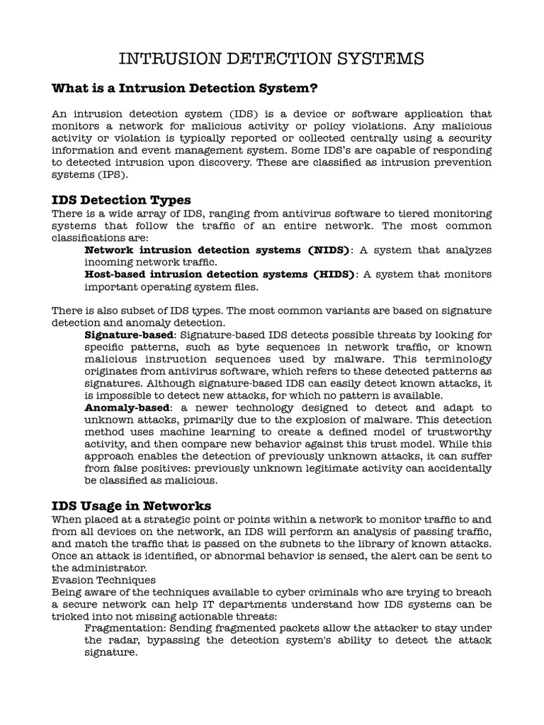 Intrusion Detection | PDF | Malware | Security