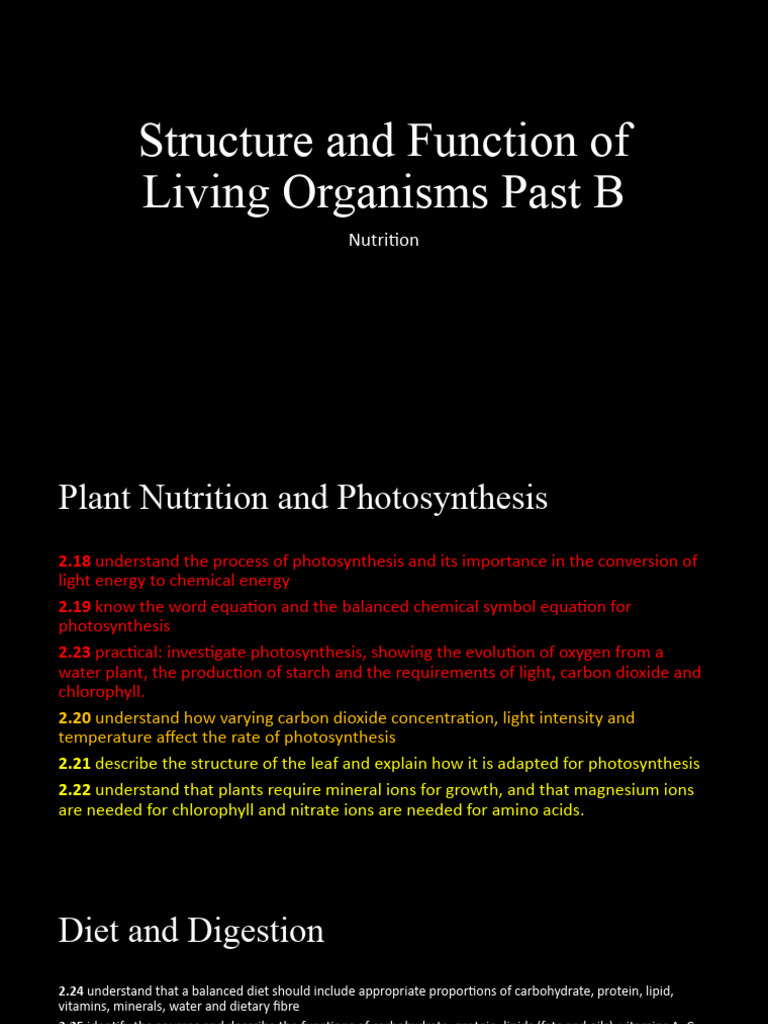 01. Plant Nutrition IGCSE Biology | PDF | Digestion | Photosynthesis