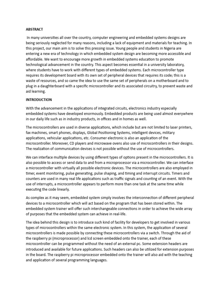 Proposal For An Advanced Embedded System Trainer Module | PDF | Embedded System | Microcontroller