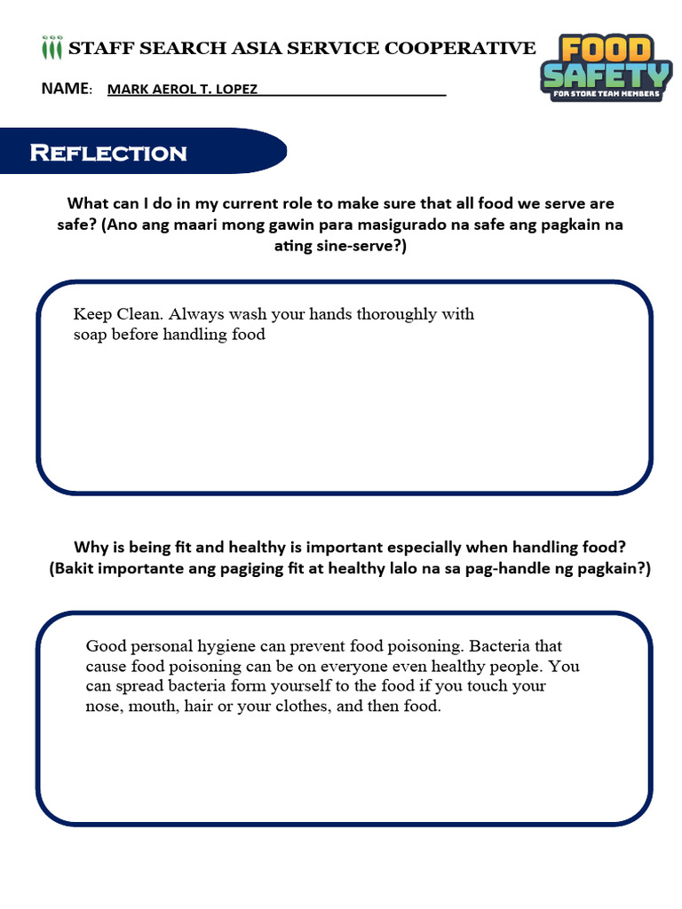 New Food Safety Workbook 1 | PDF
