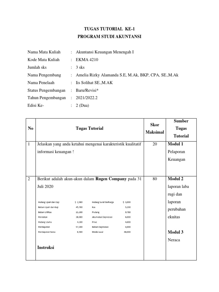 Tugas Tutorial 1 - Ekma 4210 | PDF